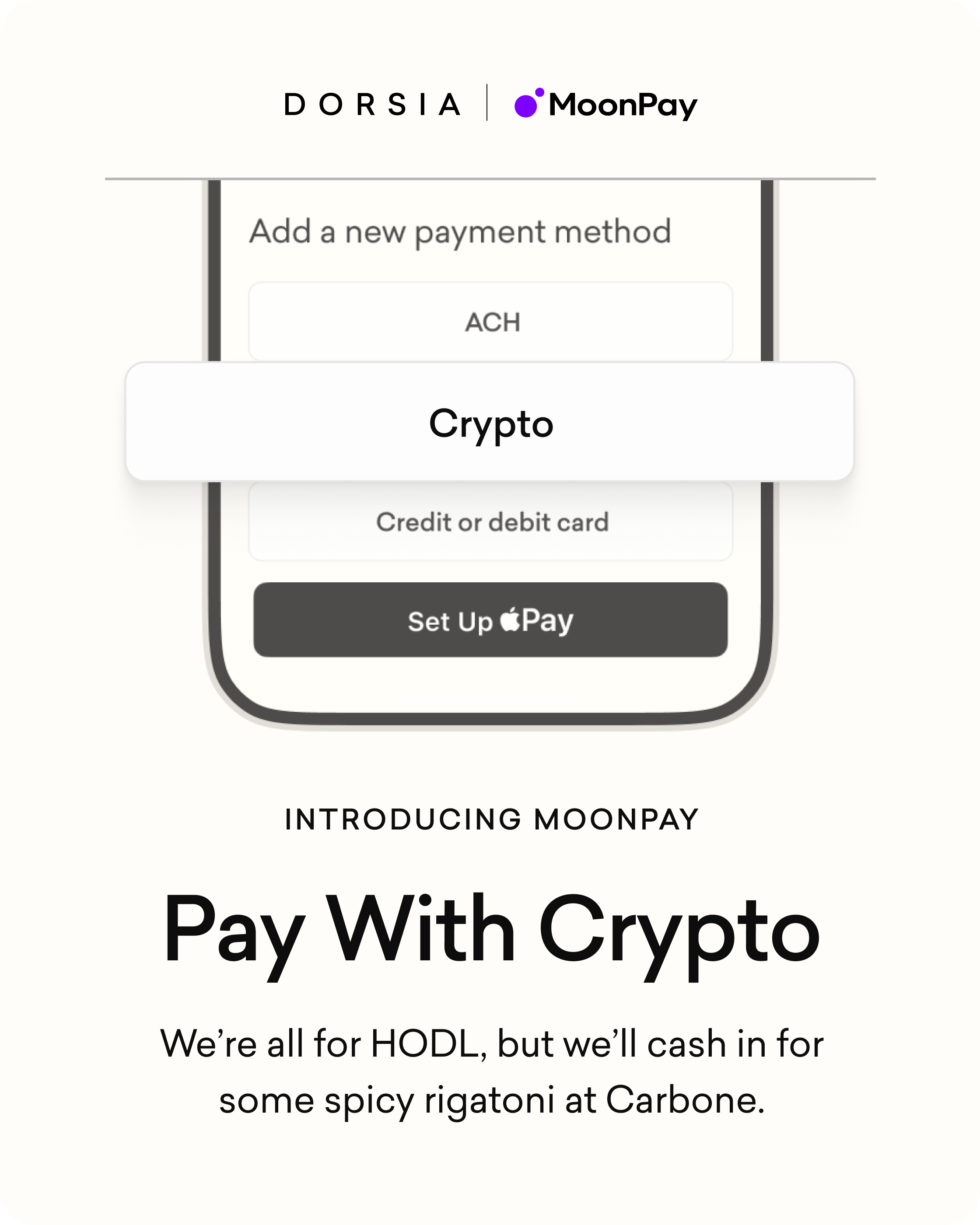 MoonPay partners with Dorsia - MoonPay